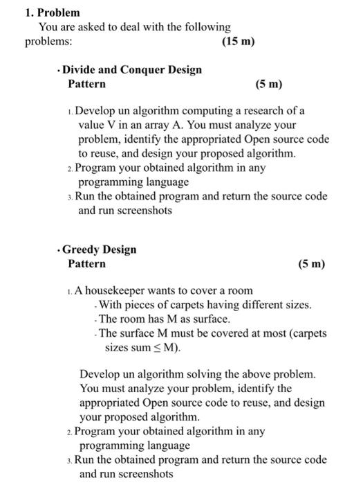 Solved 1. Problem You are asked to deal with the following | Chegg.com