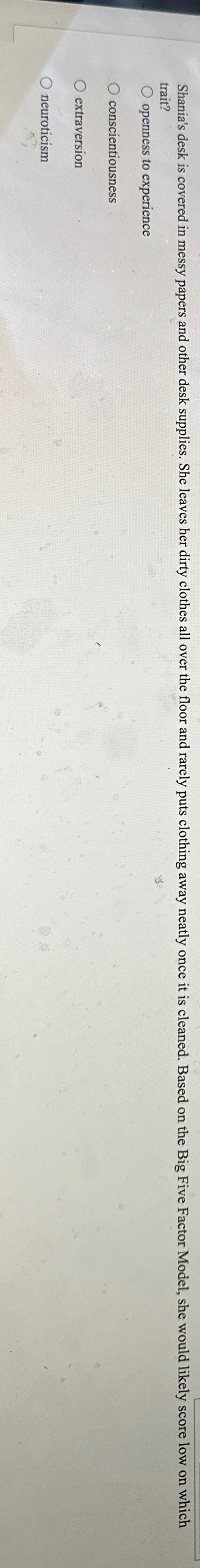 Solved trait?openness to | Chegg.com