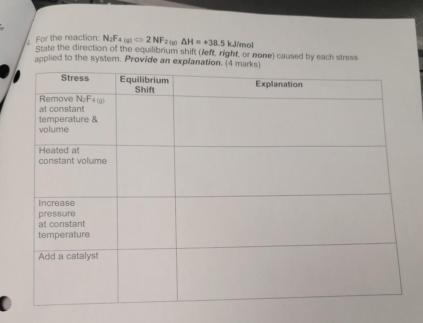 Solved For the reaction: N2F4 (g) 2 NF2 (g) AH = +38.5 | Chegg.com