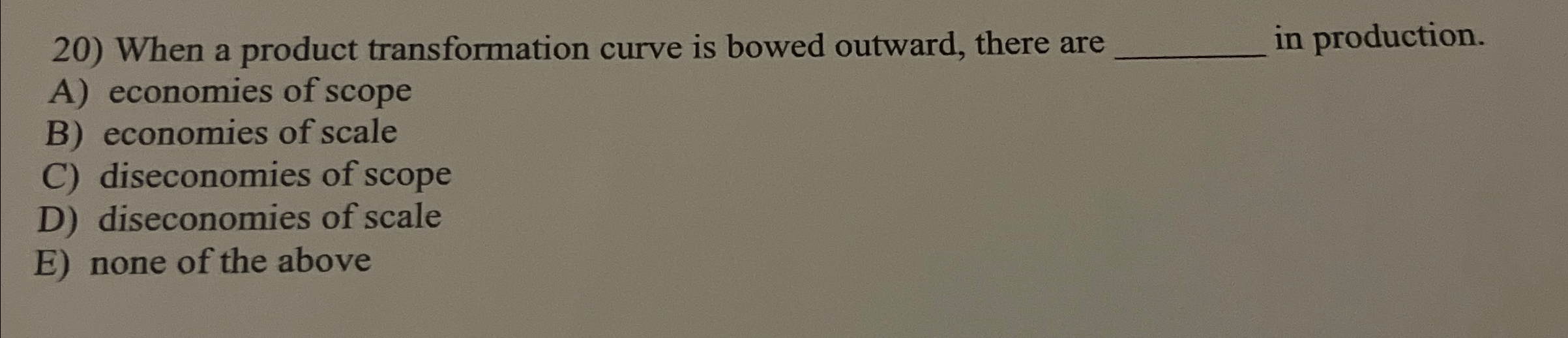 Solved When a product transformation curve is bowed outward, | Chegg.com