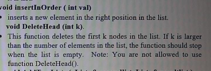 void insertInOrder (int val) inserts a new element in | Chegg.com