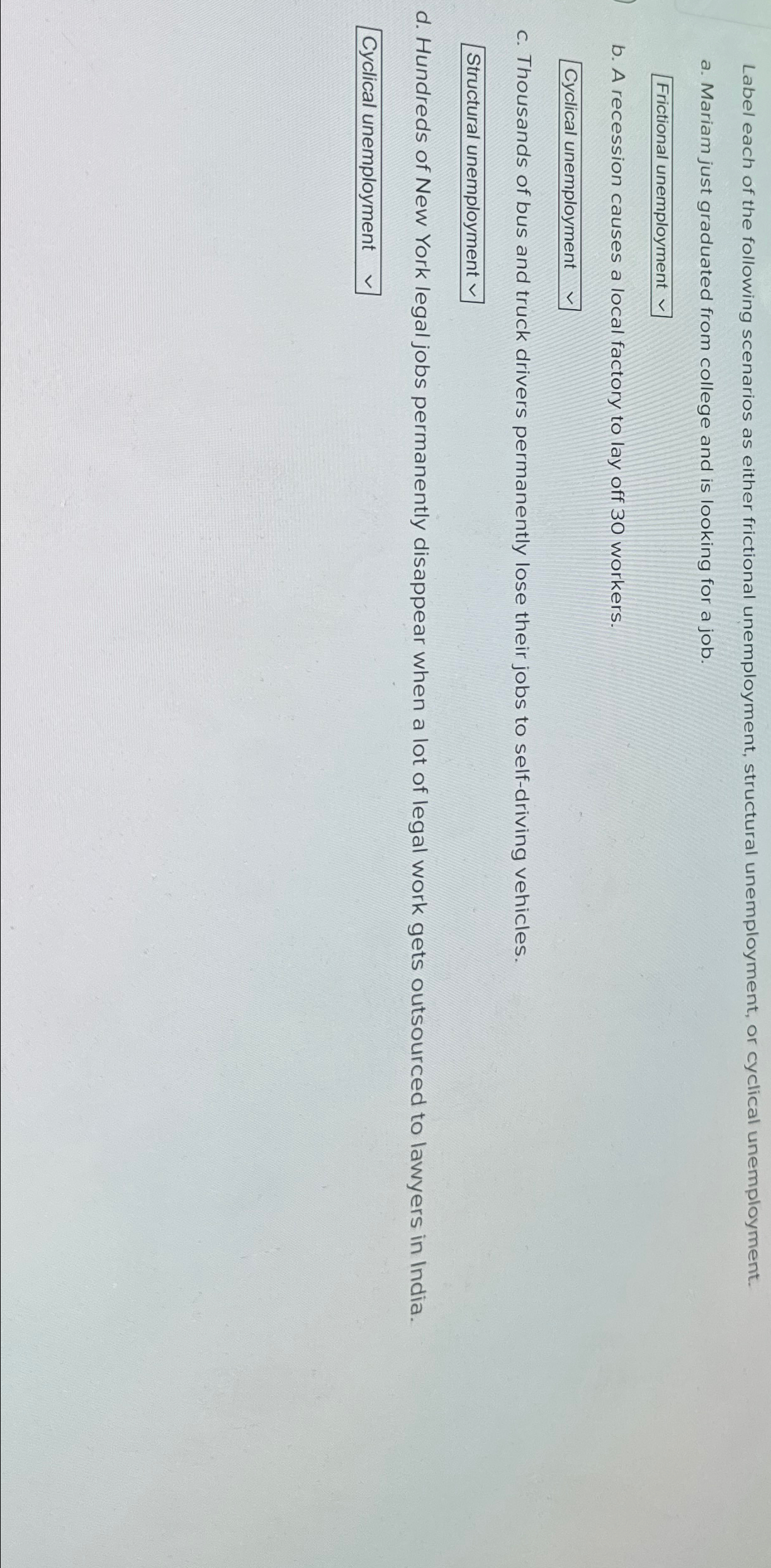 Solved Label each of the following scenarios as either | Chegg.com