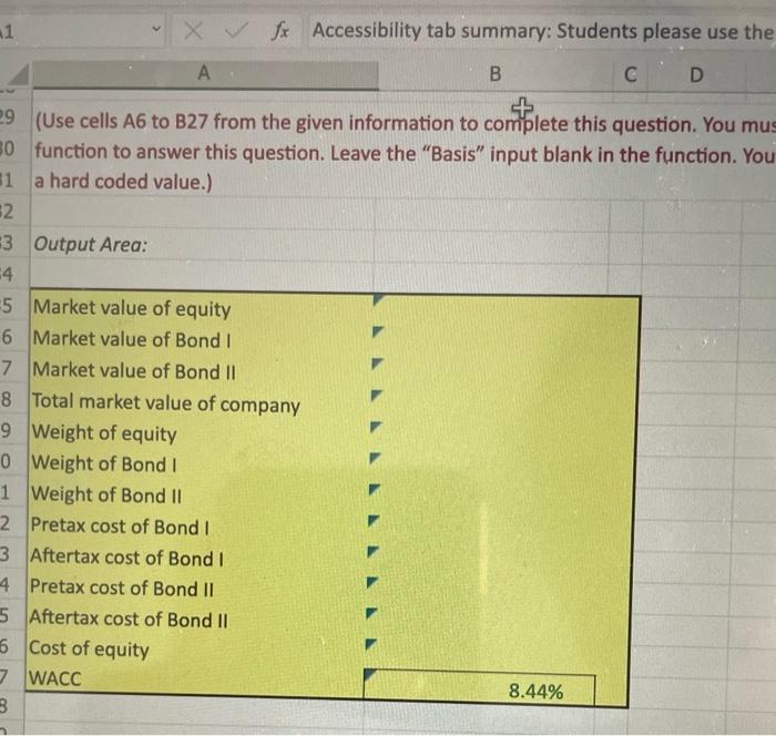 Solved A1 X fx Accessibility tab summary: Students please | Chegg.com