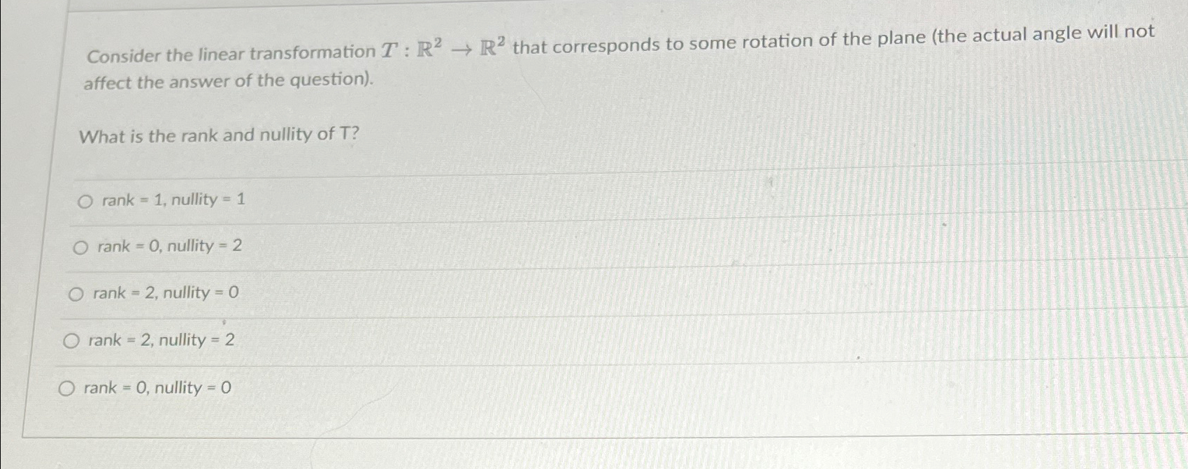 Solved Consider the linear transformation T:R2→R2 ﻿that | Chegg.com