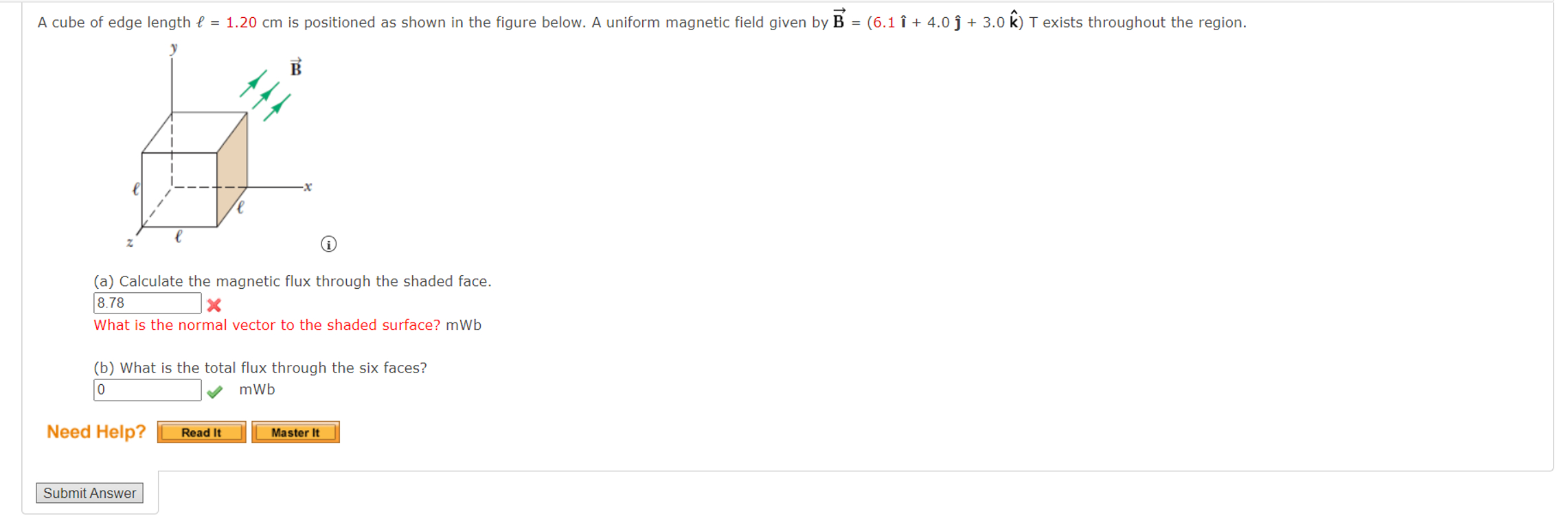 Solved A cube of edge length l=1.20cm ﻿is positioned as | Chegg.com