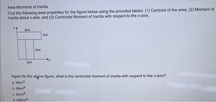Solved Area Moments of Inertia Find the following area | Chegg.com