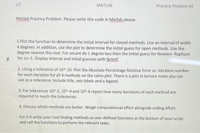 Matlab Practice Problem Please Write This Code In