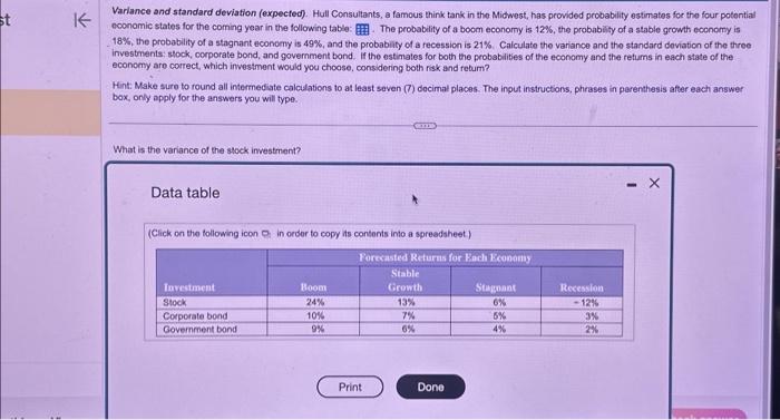 Solved Variance and standard deviation (expected). Hull | Chegg.com