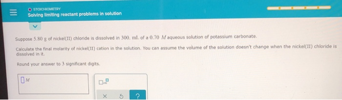 Solved O STOICHOMETRY Solving limiting reactant problems in | Chegg.com