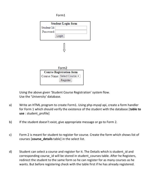 Solved a) b) c) d) Form1 Student Login form Student Id: | Chegg.com