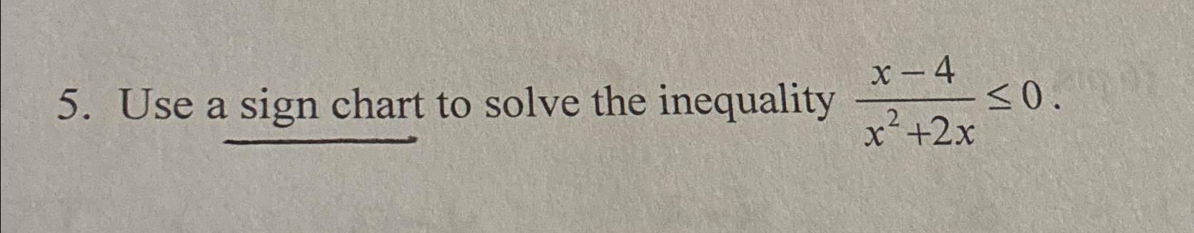 Solved Use a sign chart to solve the inequality x-4x2+2x≤0. | Chegg.com
