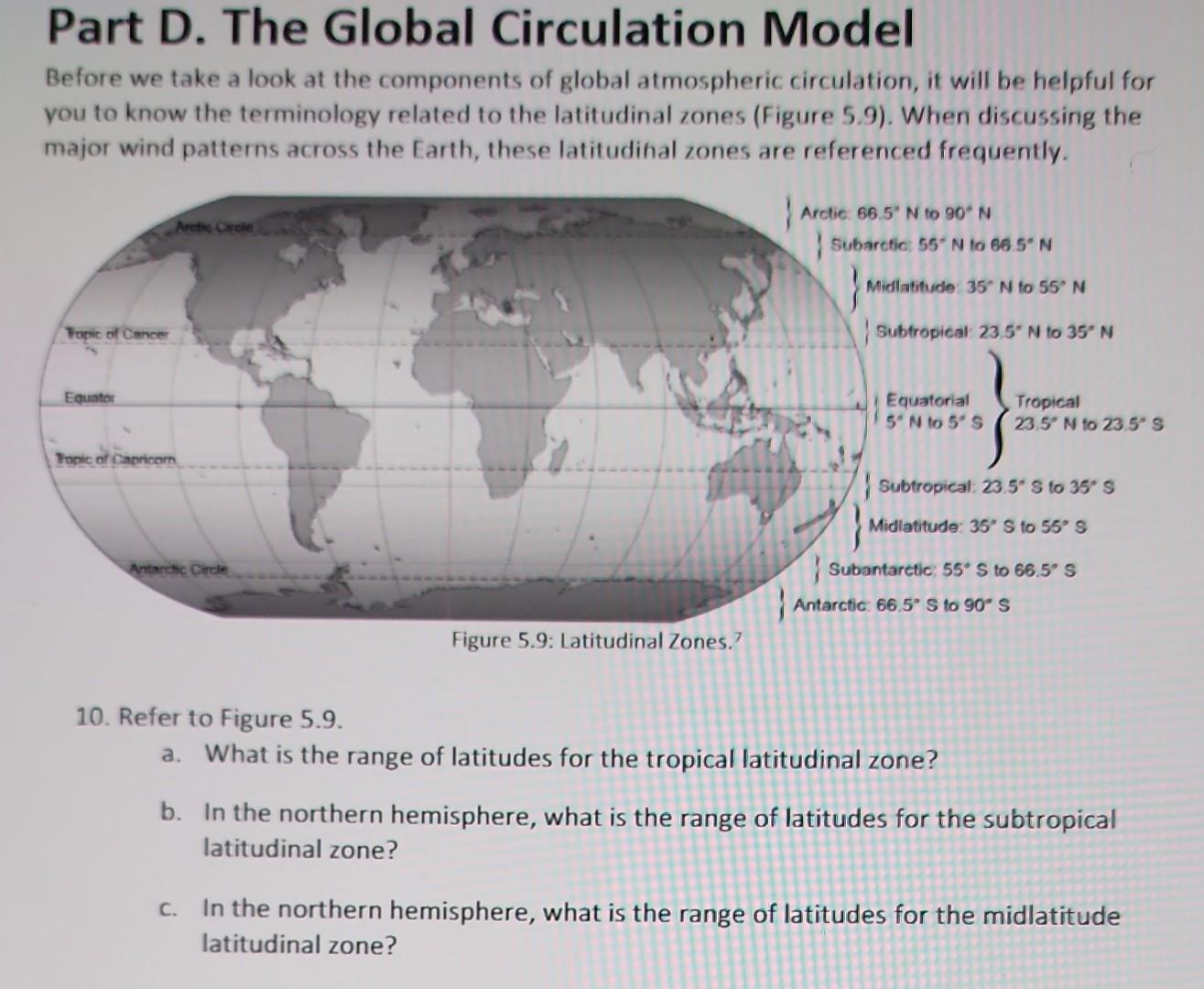Solved Part D. The Global Circulation Model Before we take a | Chegg.com
