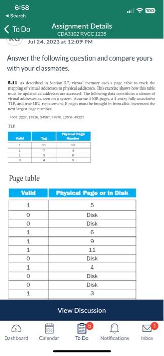 Solved TLB 5.11 As described in Section 5.7, virtual memory | Chegg.com