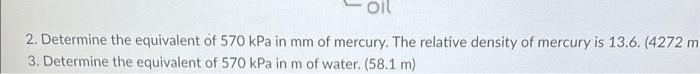 Solved Module 2 Fluid Statics Homework 2. Determine the | Chegg.com