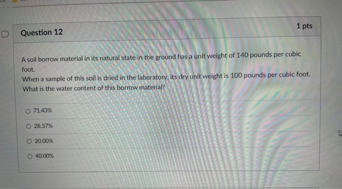 Solved A soil borrow material in its natural state in the | Chegg.com