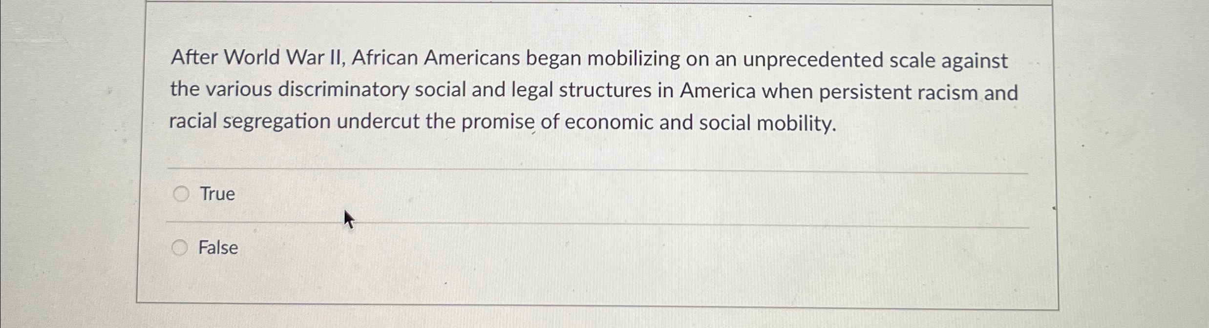 Solved After World War II, ﻿African Americans began | Chegg.com