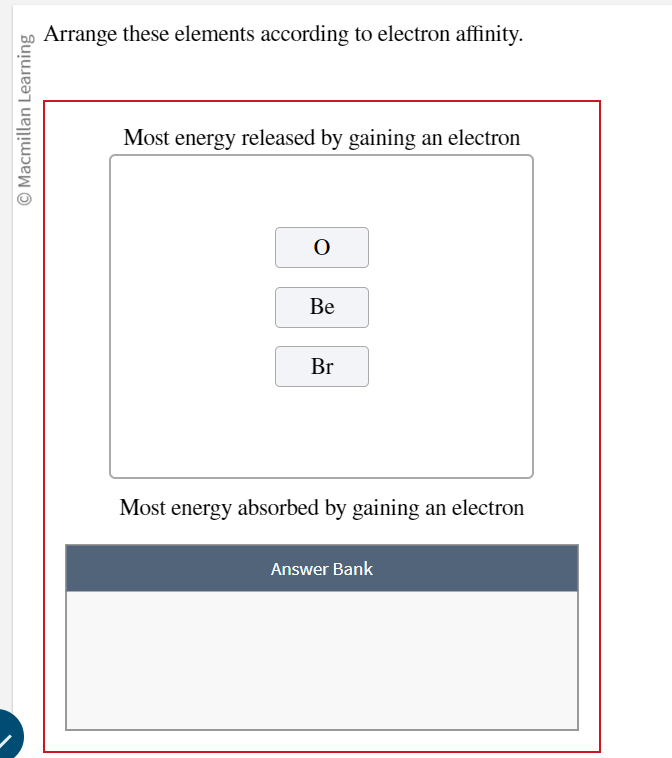 Solved Arrange these elements according to electron | Chegg.com