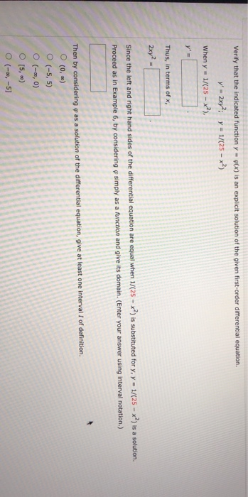 Solved Verify That The Indicated Function Y X Is An