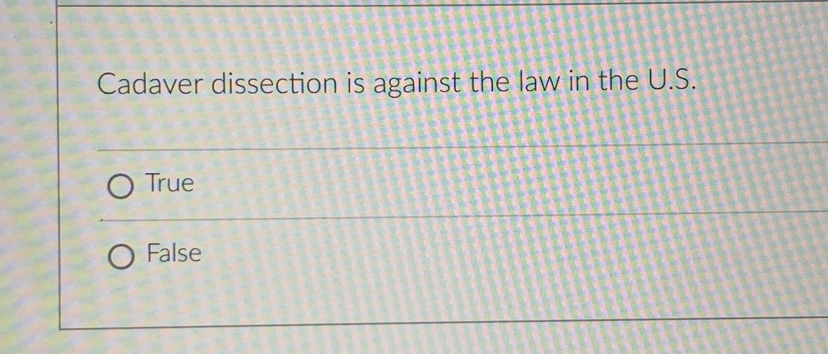 Solved Cadaver dissection is against the law in the | Chegg.com
