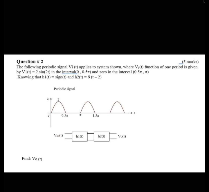 Solved Question # 2 (5 marks) The following periodic signal | Chegg.com