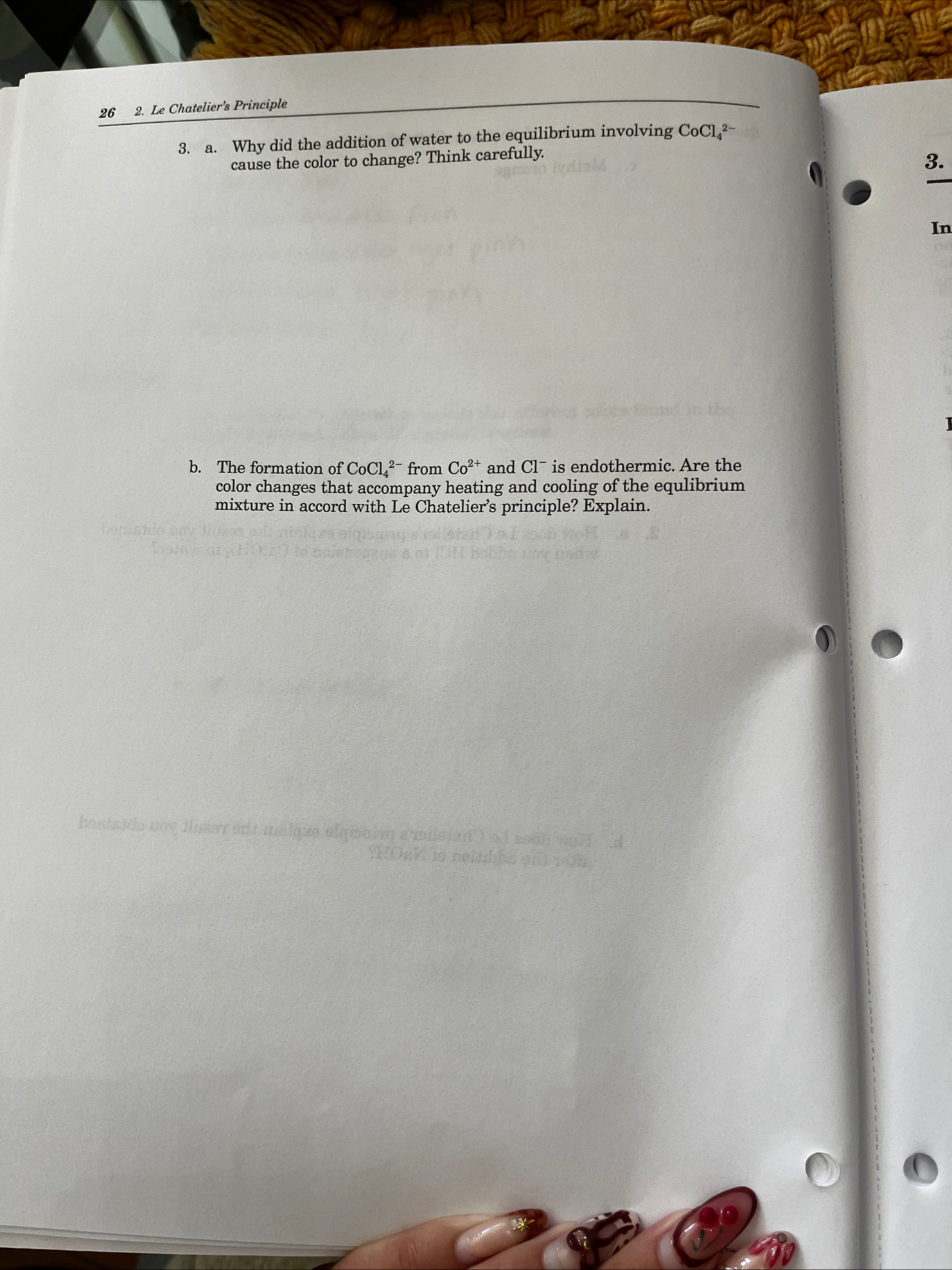 Solved 262. ﻿Le Chatelier's Principle3. ﻿a. ﻿Why did the | Chegg.com