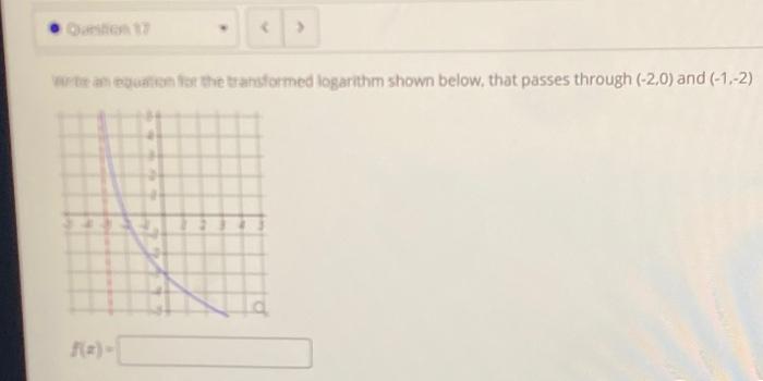 Solved wuter an ejuarian far the transformed logarithm shown | Chegg.com