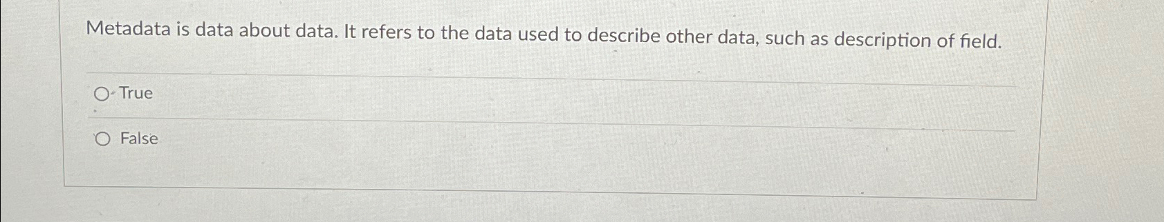 Solved Metadata is data about data. It refers to the data | Chegg.com