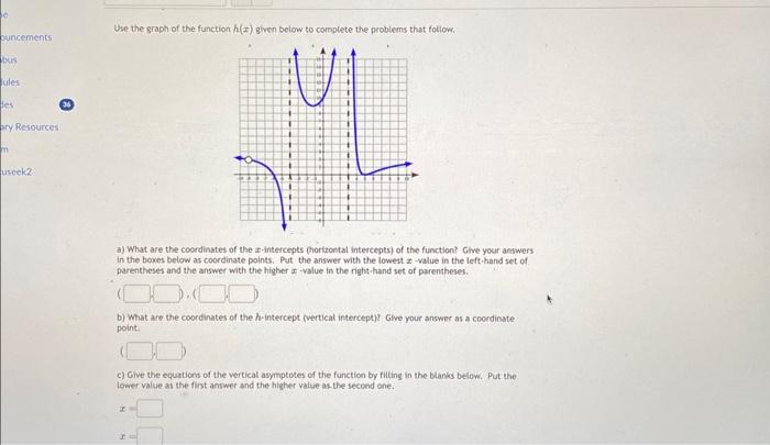 Solved Use the graph of the function h(x) given below to | Chegg.com