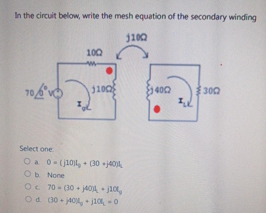 Solved In the circuit below, write the mesh equation of the | Chegg.com