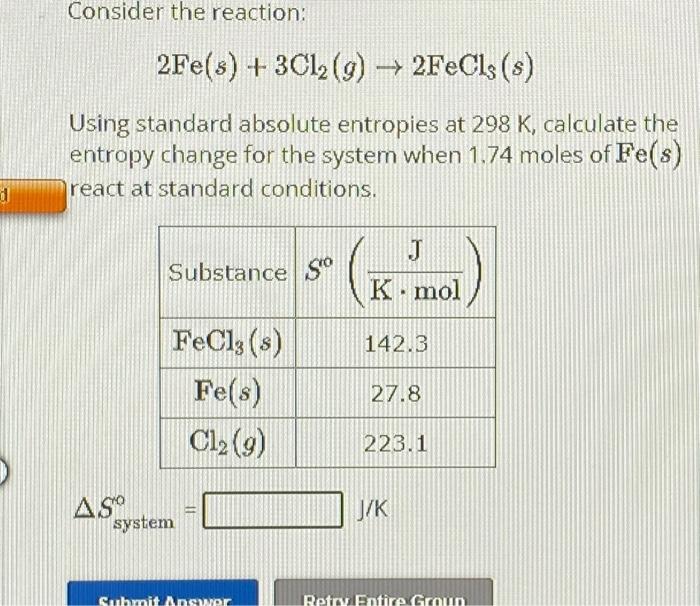 Solved R Nconsider The Reaction [ 2 Mathrm{fe} S 3