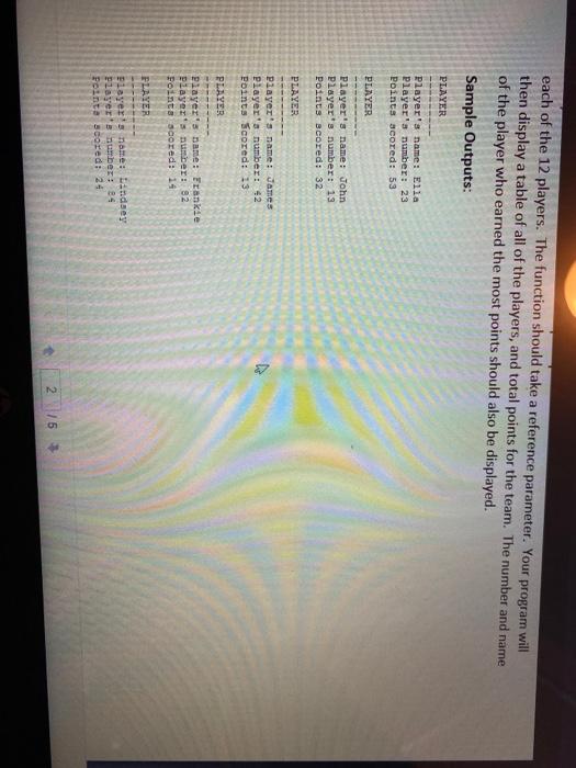 Solved Inputs: . (string] Player Name [int] Player Number o | Chegg.com