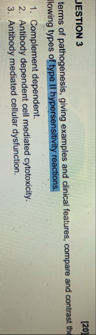 Solved JESTION 3[20]terms of pathogenesis, giving examples | Chegg.com