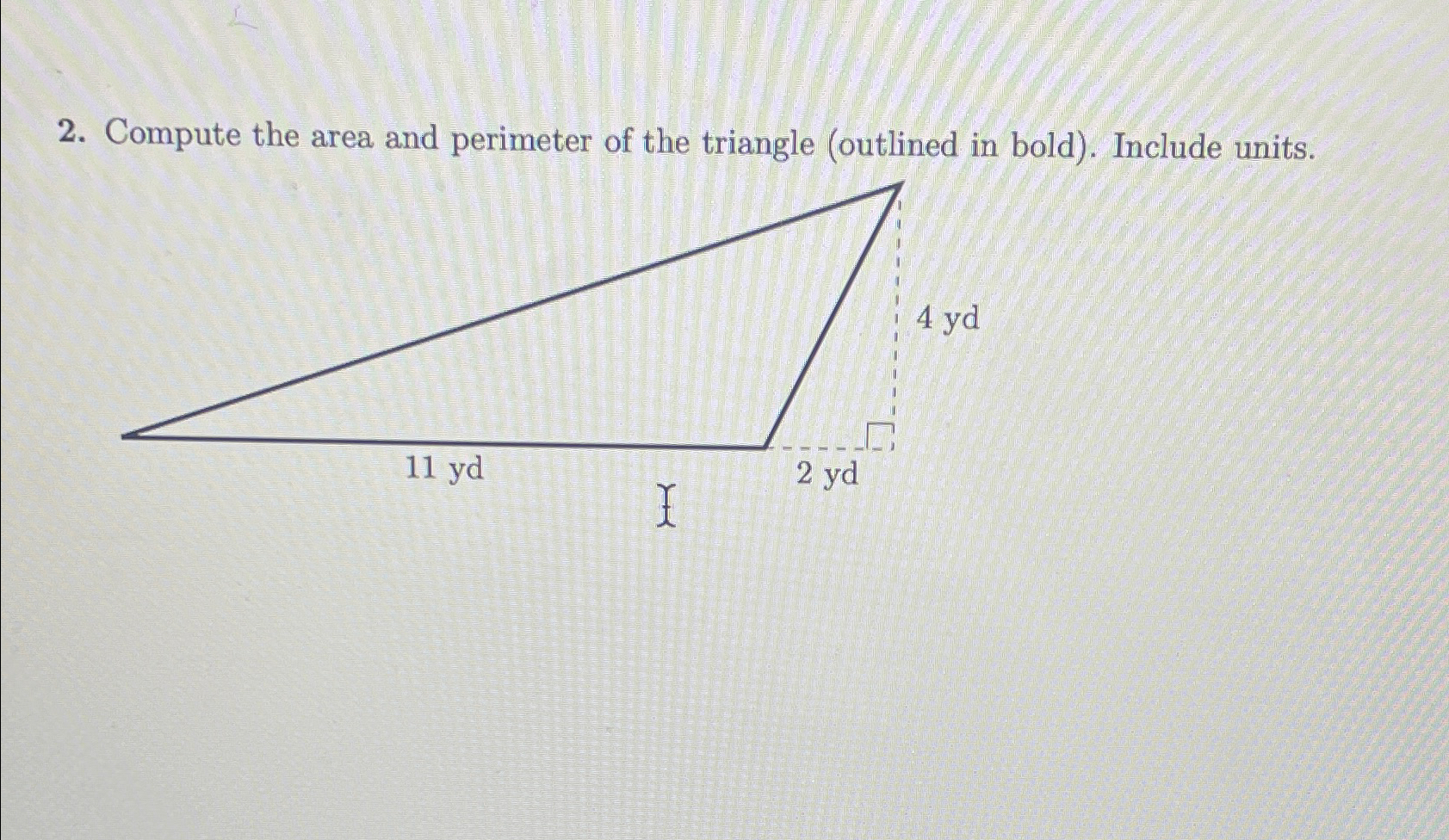 Solved Compute the area and perimeter of the triangle | Chegg.com