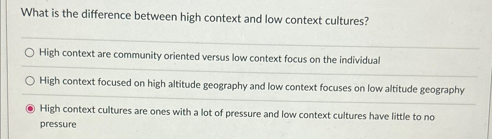 What is the difference between high context and low | Chegg.com