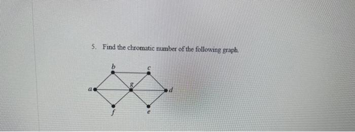 Solved 5. Find the chromatic number of the following graph. | Chegg.com