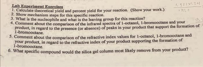 Lab Experiment Exercises 1. Calculate theoretical | Chegg.com