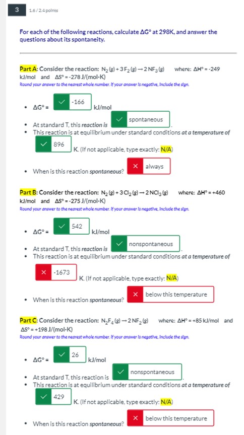 Solved For each of the following reactions, calculate ΔG° | Chegg.com