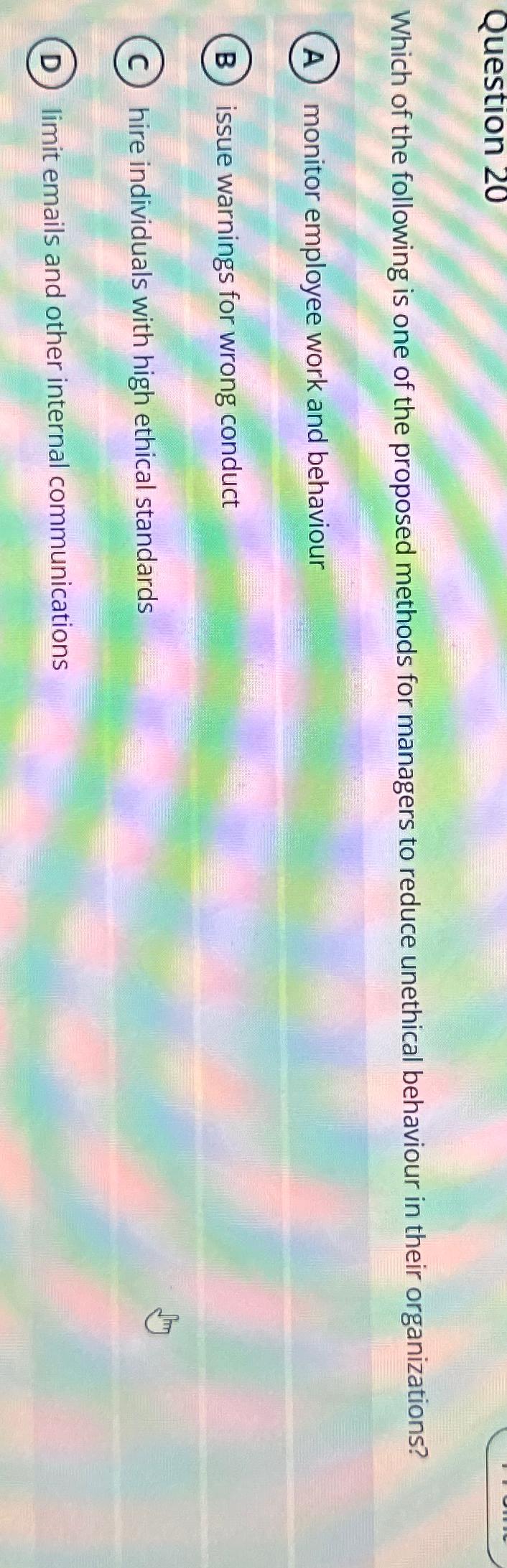 Solved Question 20Which of the following is one of the | Chegg.com