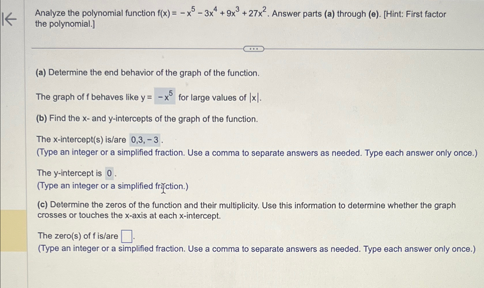 Solved Analyze the polynomial function | Chegg.com