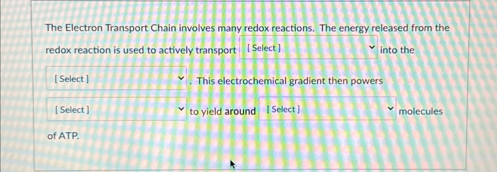 Solved The Electron Transport Chain involves many redox | Chegg.com