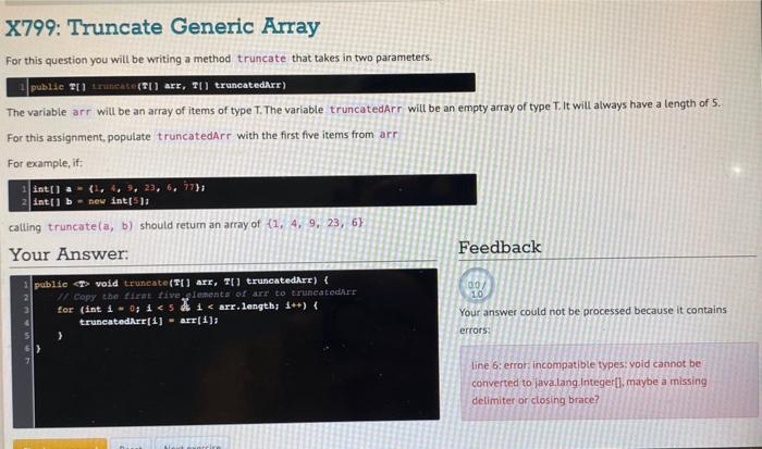 Solved The Variable Arr Will Be An Array Of Items Of Type T