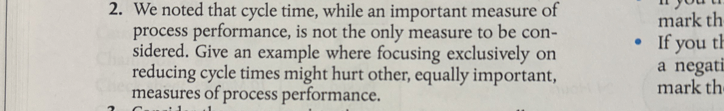 Solved We noted that cycle time, while an important measure | Chegg.com
