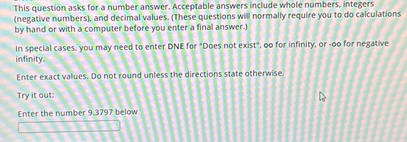 Solved This question asks for a number answer. Acceptable | Chegg.com