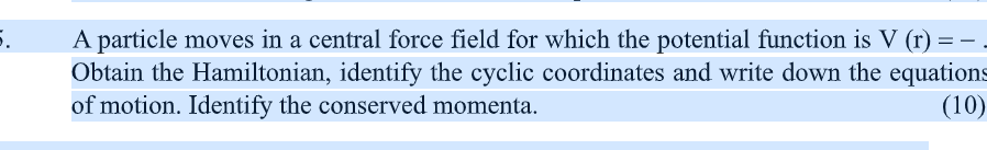 Solved A particle moves in a central force field for which | Chegg.com