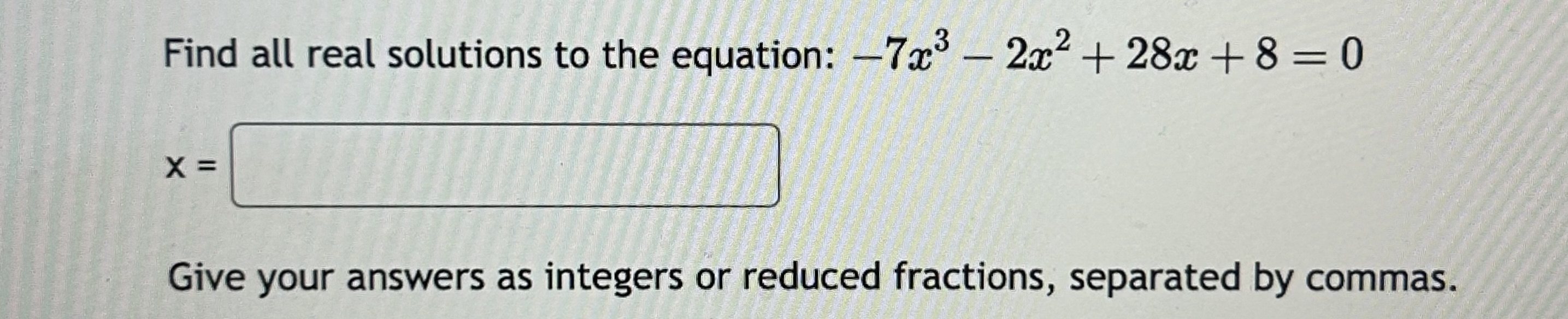 Solved Find all real solutions to the equation: | Chegg.com