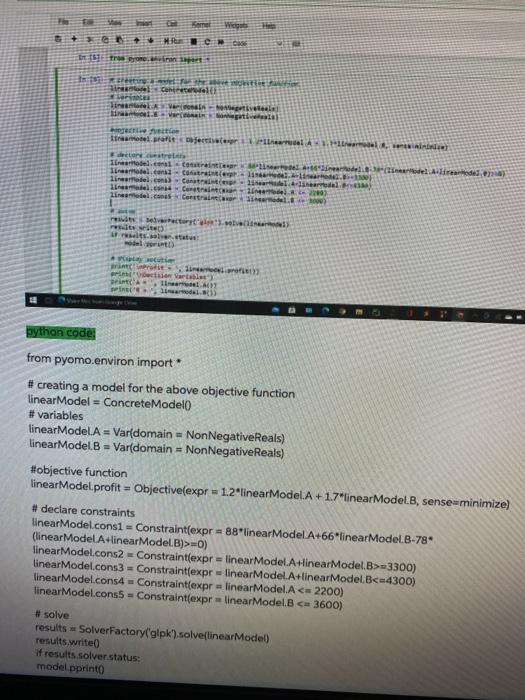 Solved SOLVE THE FOLLOWING USING PYOMO PACKAGE IN PYTHON. DO | Chegg.com