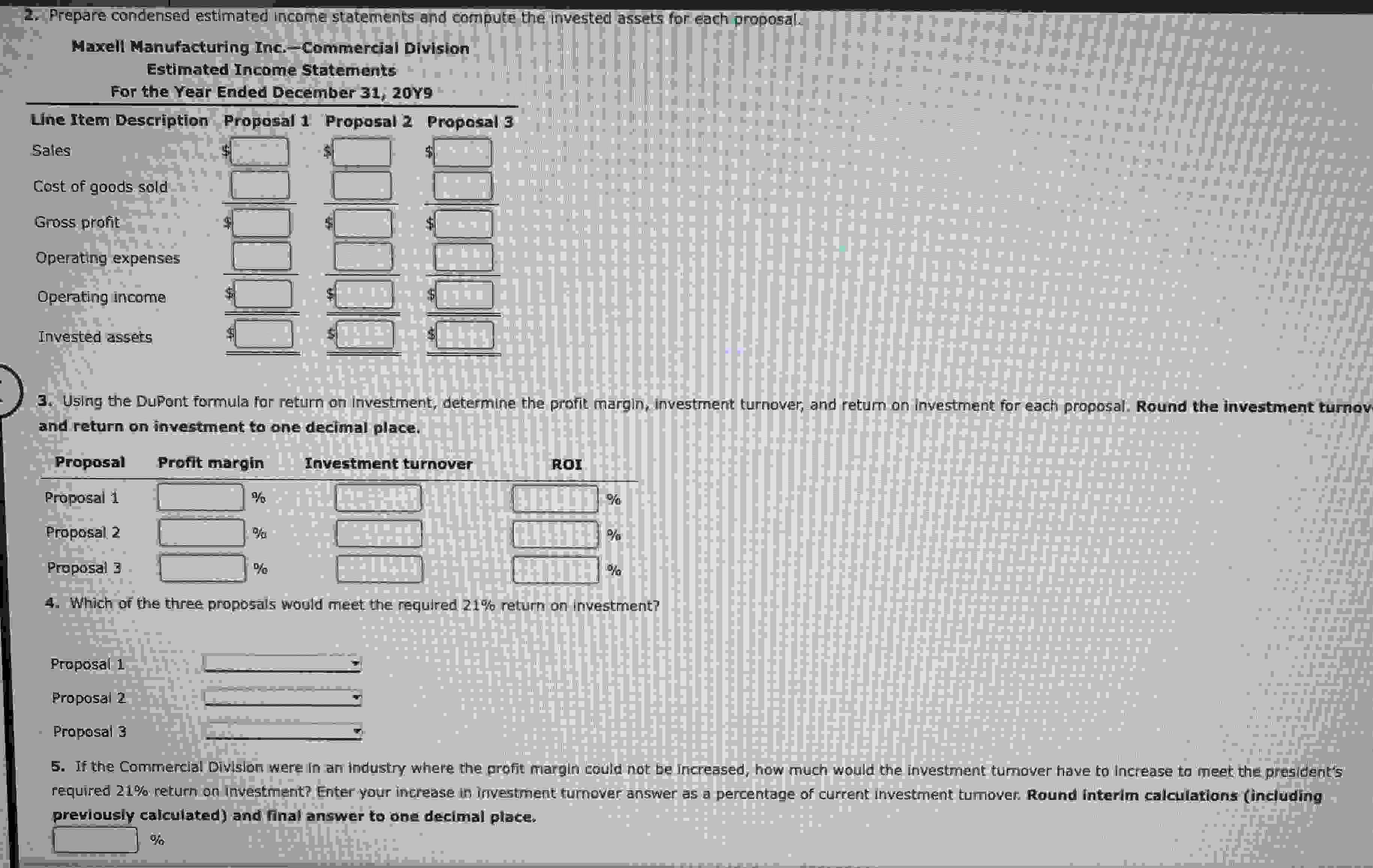 Solved Effect of proposals on divisional performanceA | Chegg.com