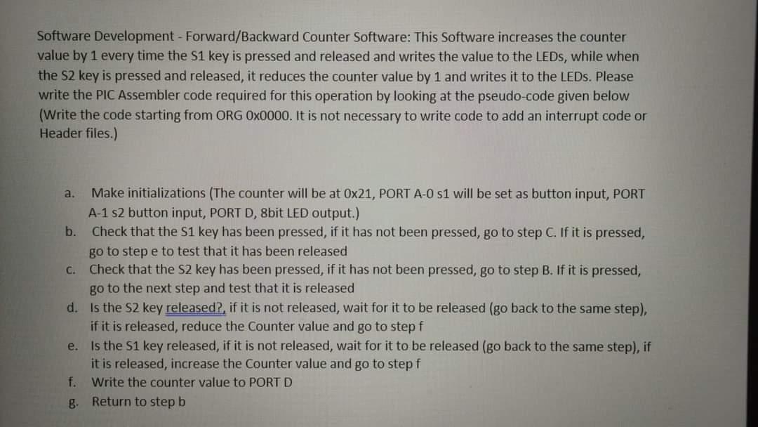 Solved Software Development - Forward/Backward Counter | Chegg.com
