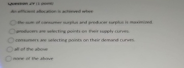 Solved Luestion 2911 ﻿ponstiAn efficient allocation is | Chegg.com