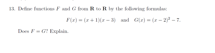 Solved 13. Define functions F and G from R to R by the | Chegg.com